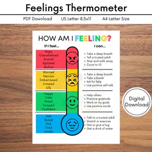 Feelings Thermometer, Feelings Poster, Calm Down Corner Classroom ...