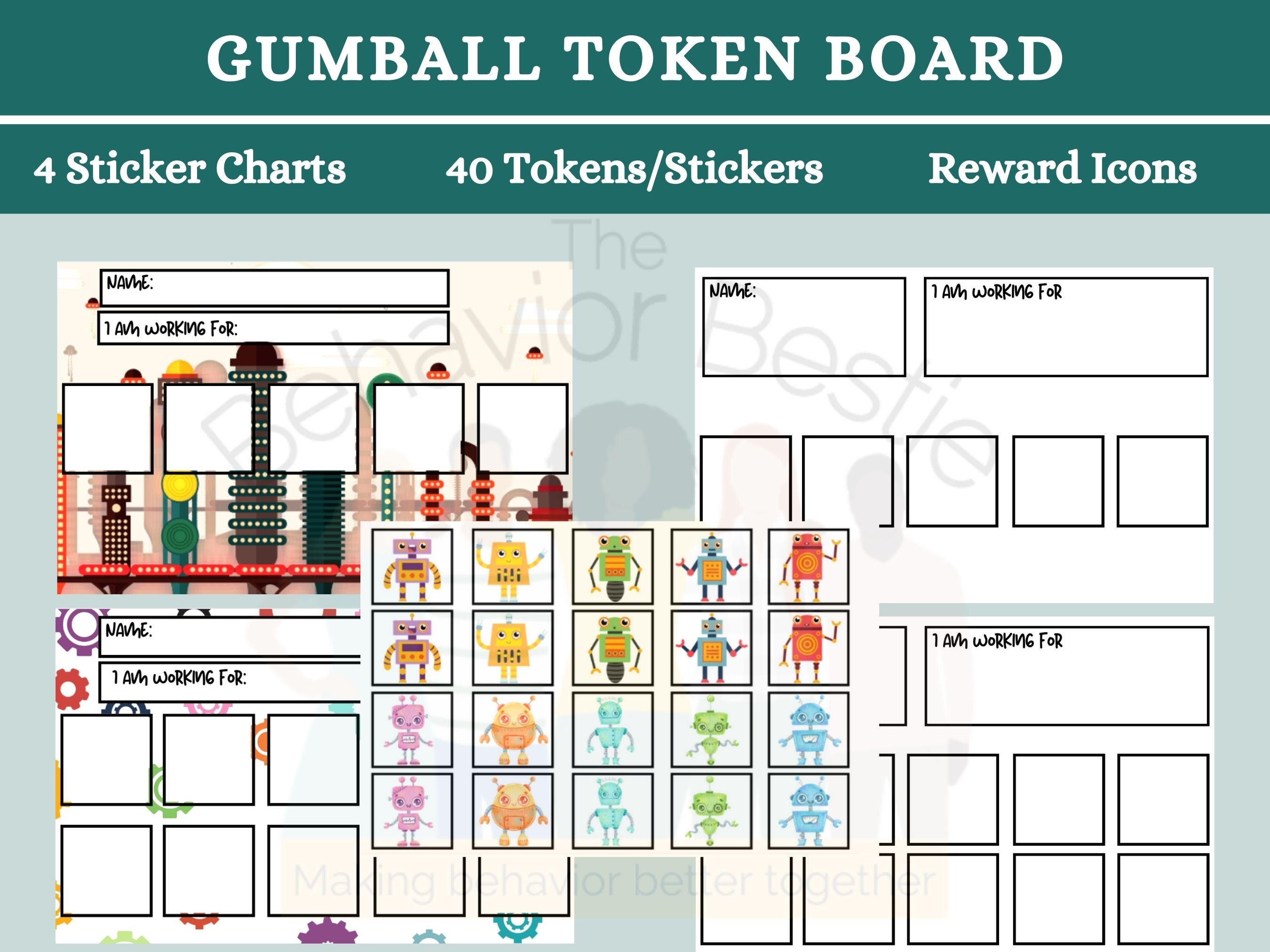 Cute Robots Token Board/digital Reward Chart/instant Download Token ...