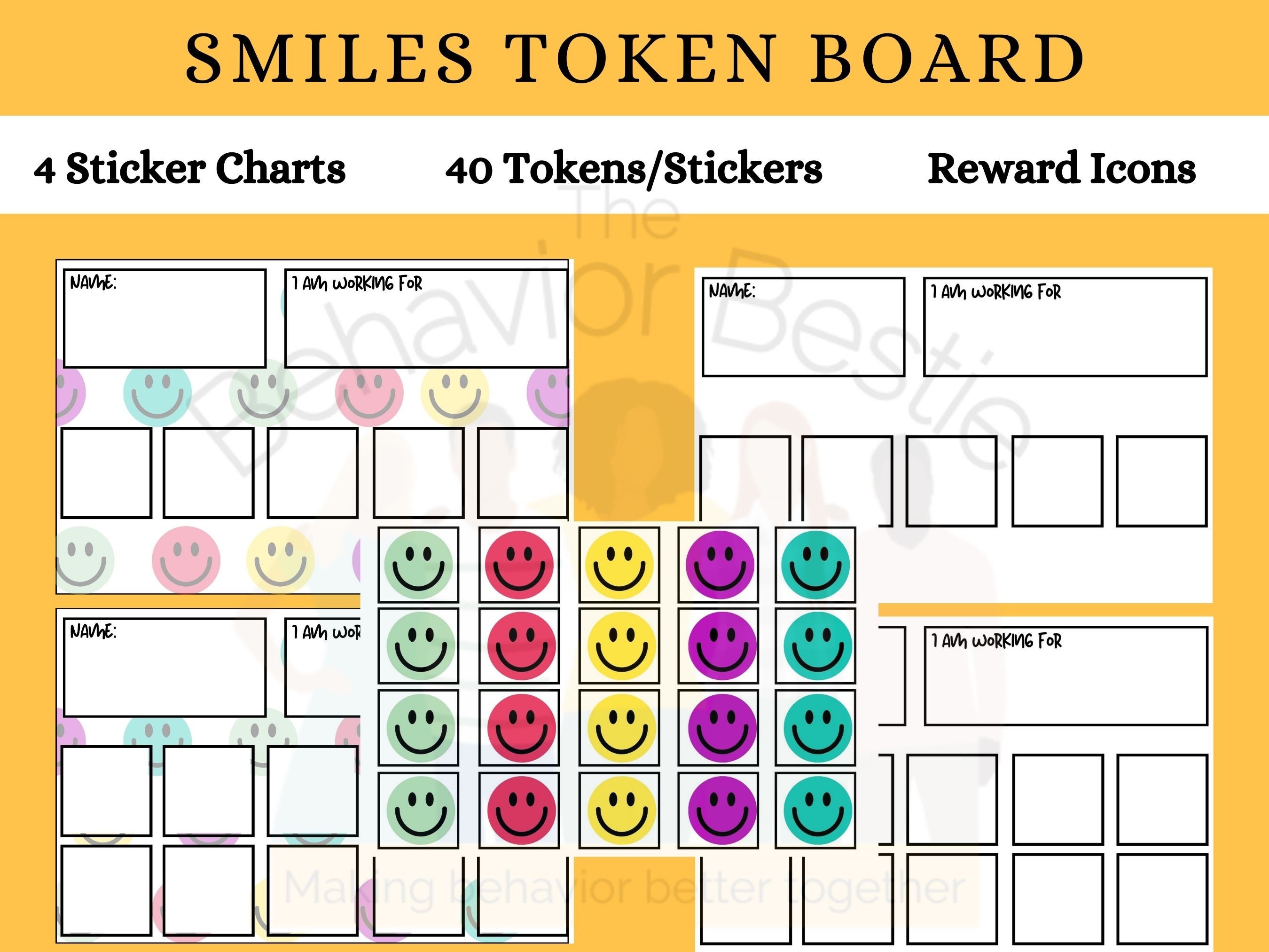 Printable Smiley Face Token Board Smiley Face Reward Chart Digital ...