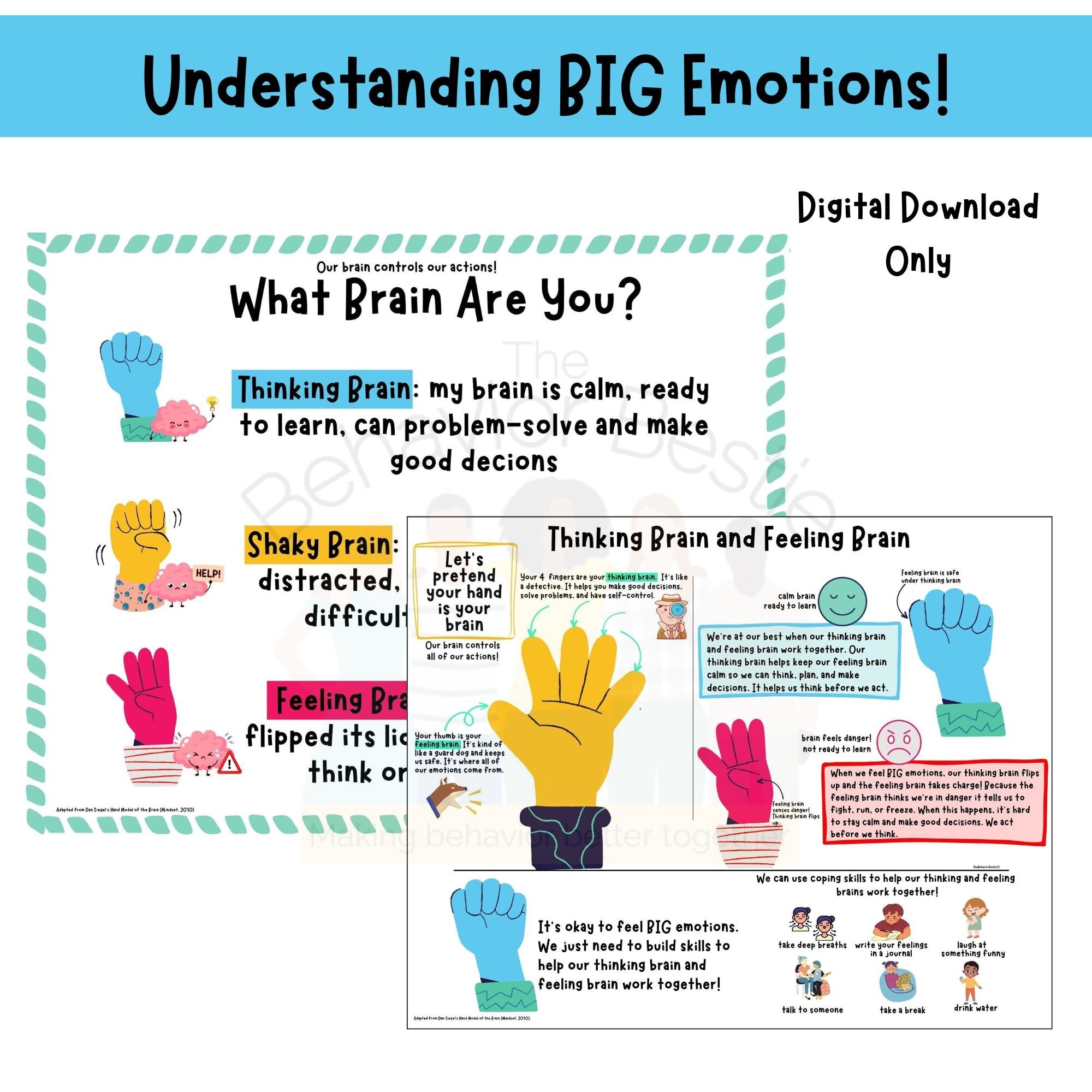 Understanding Emotions Poster Hand Model of Brain School - Etsy