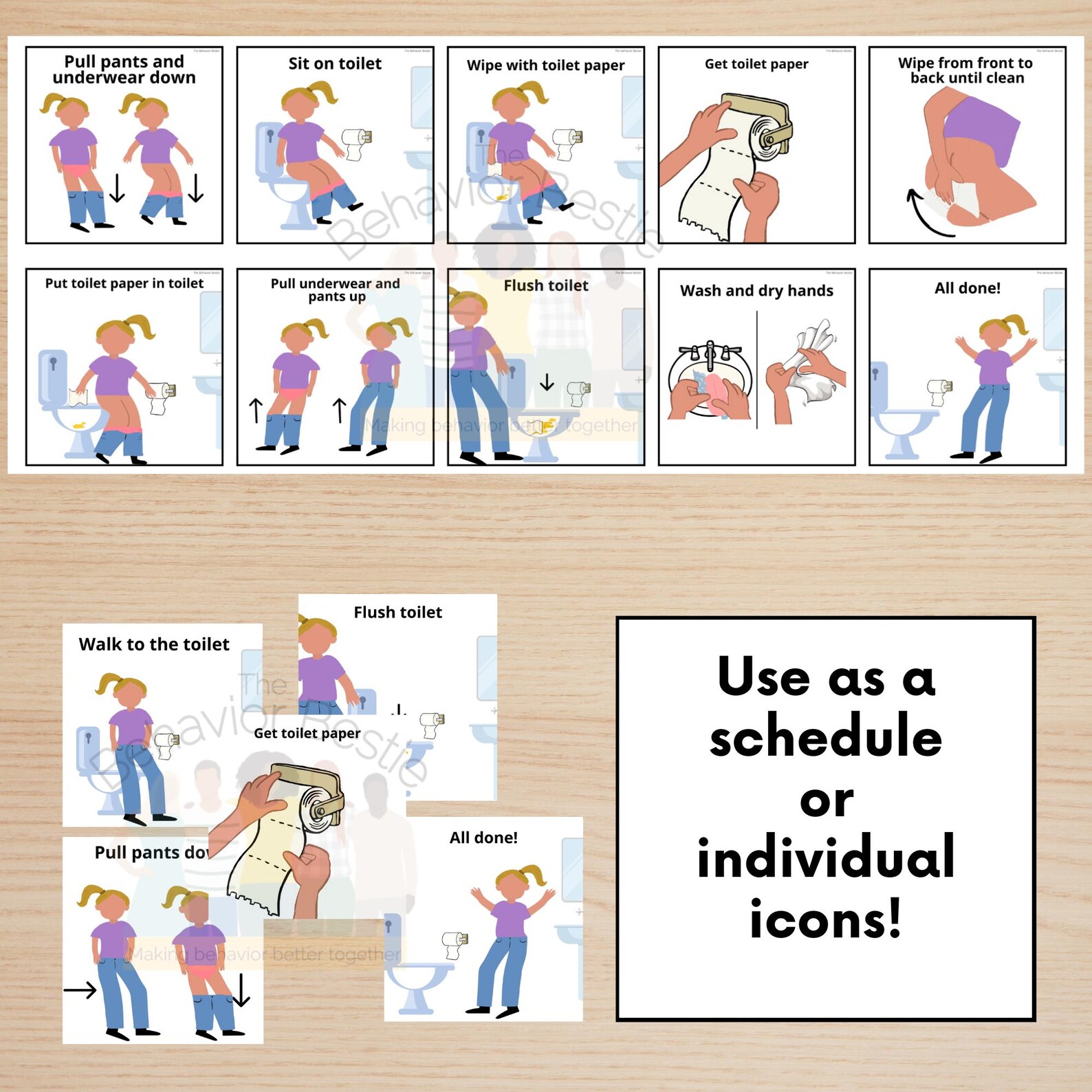 Printable Girl Potty Routine | Visual Toileting Routine | Bathroom ...