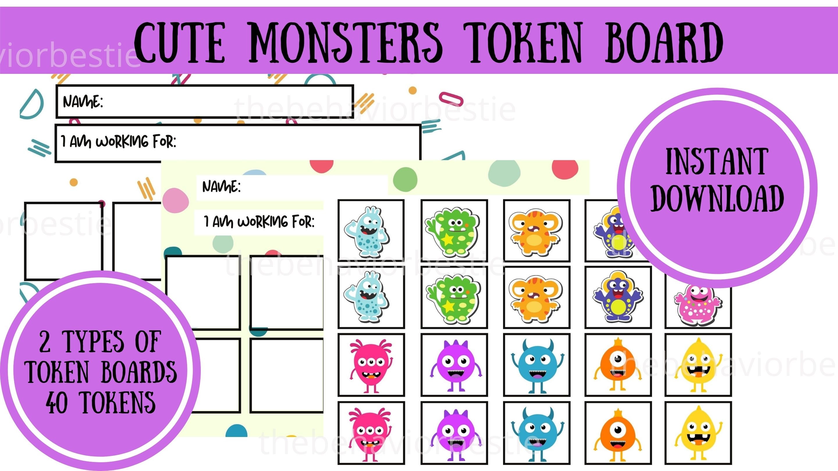 Cute Monsters Token Board/digital Reward Chart/instant - Etsy
