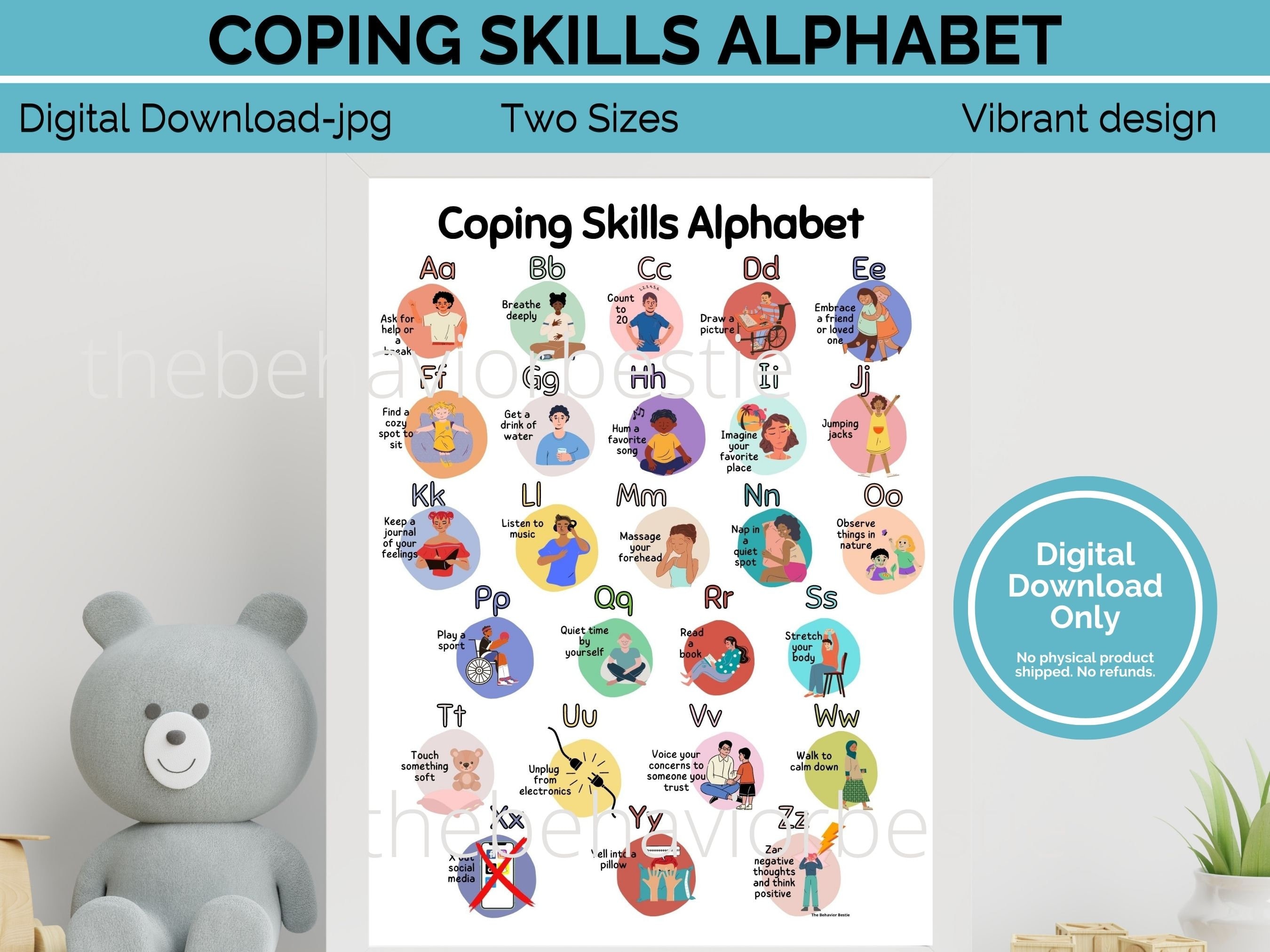 Coping Skills Alphabet Coping Skills Poster Self - Etsy Canada