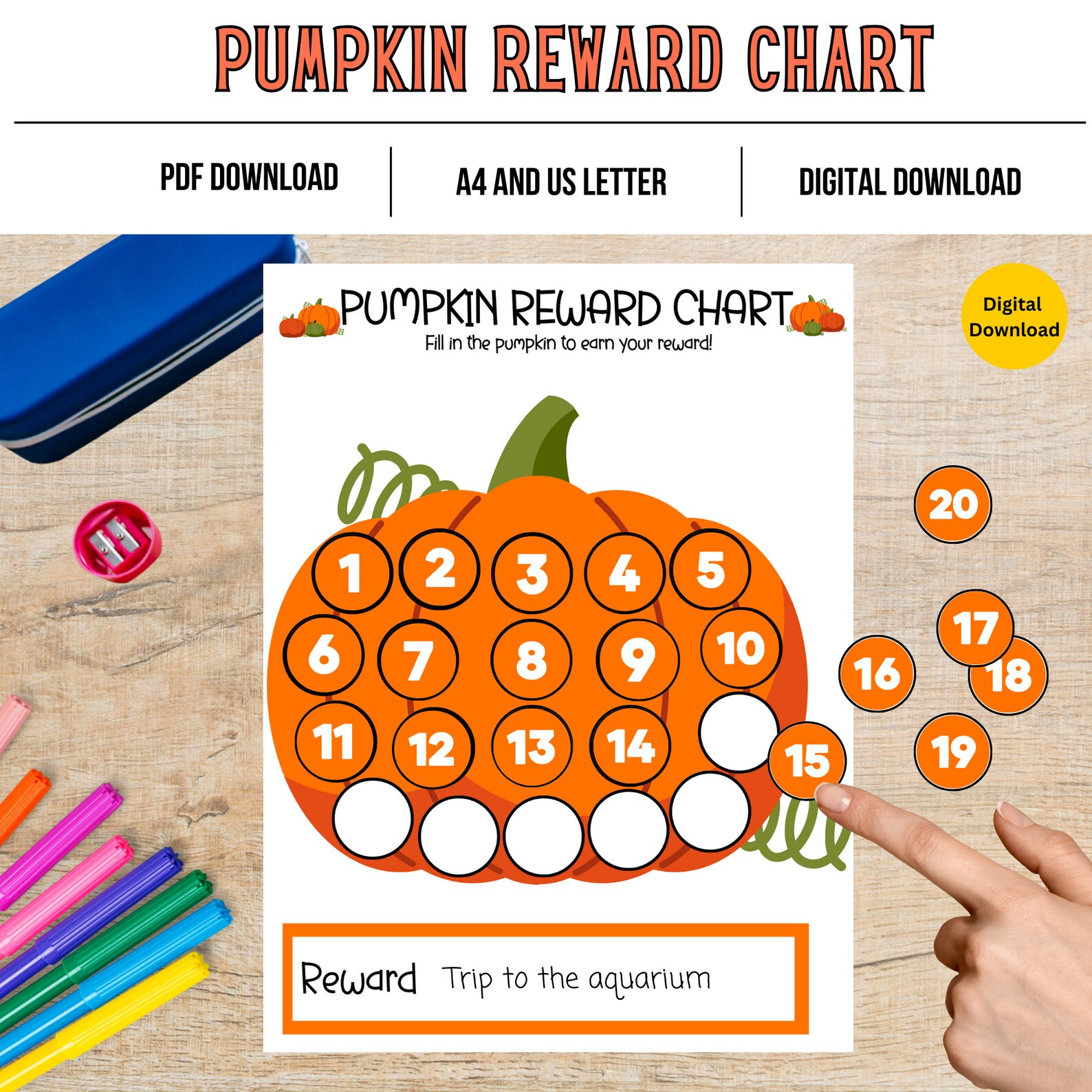 Pumpkin Reward Chart, Potty Training Chart, Reward Behavior Chart for ...