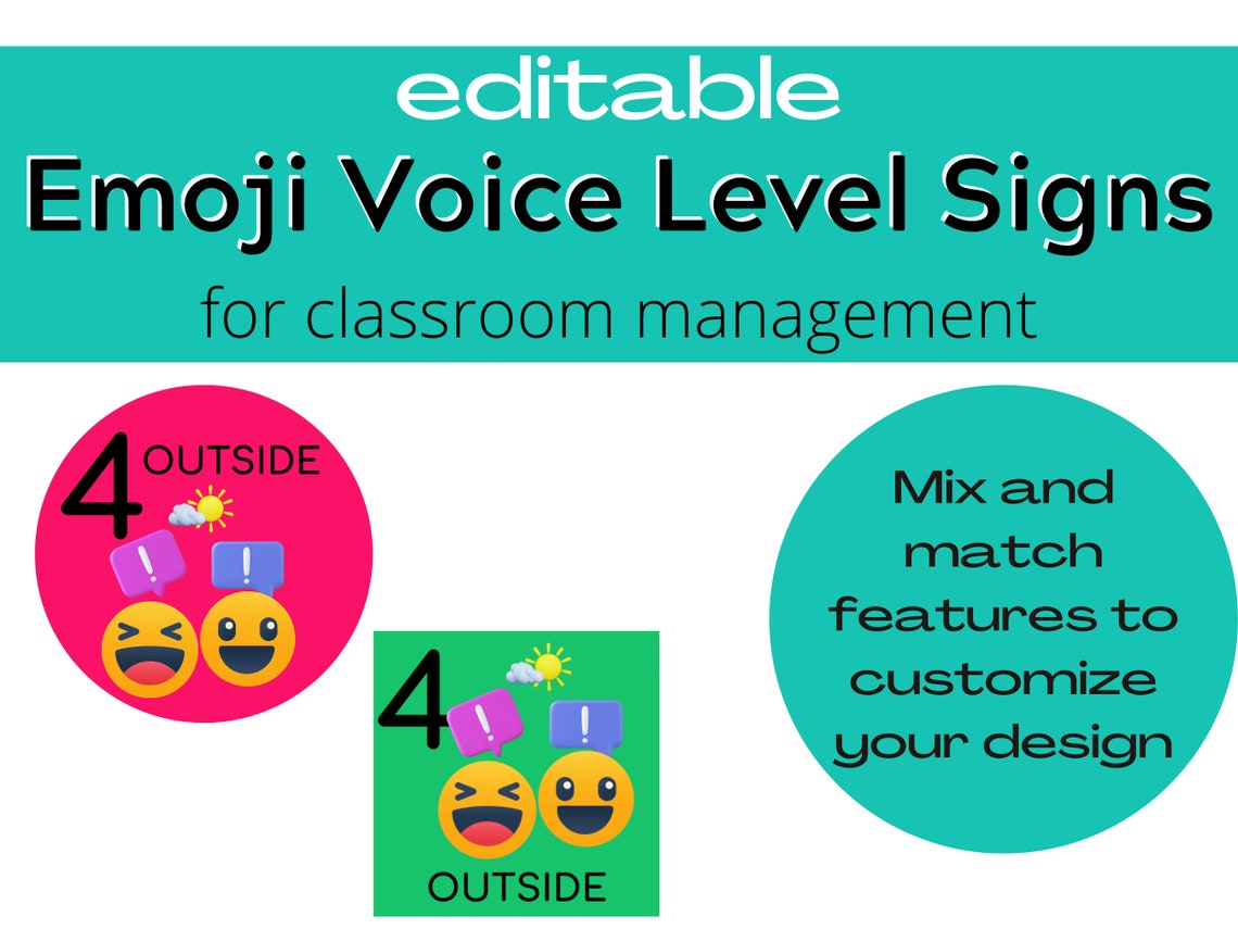 Emoji Voice Level Signs for Classroom Classroom Voice Levels Voice ...
