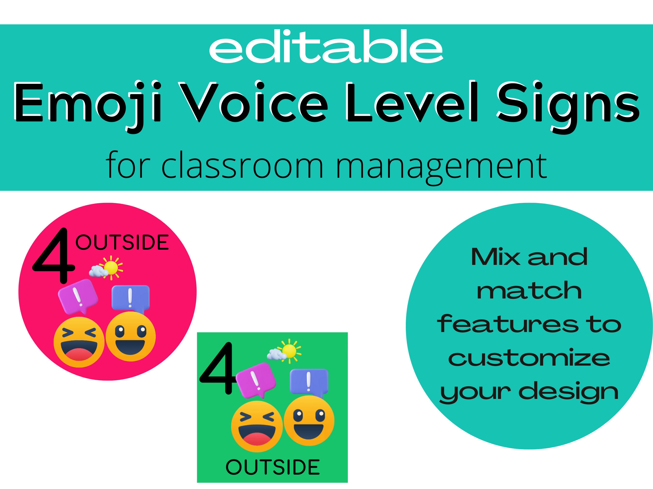 Emoji Voice Level Signs for Classroom Classroom Voice Levels Voice ...