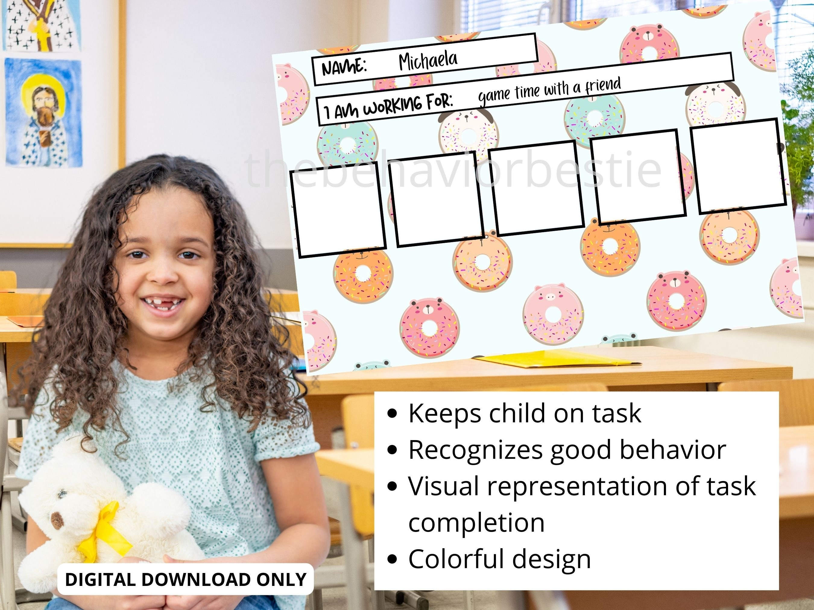 Donut Reward Chart Digital Behavior Chart Donut Sticker Chart Donut ...