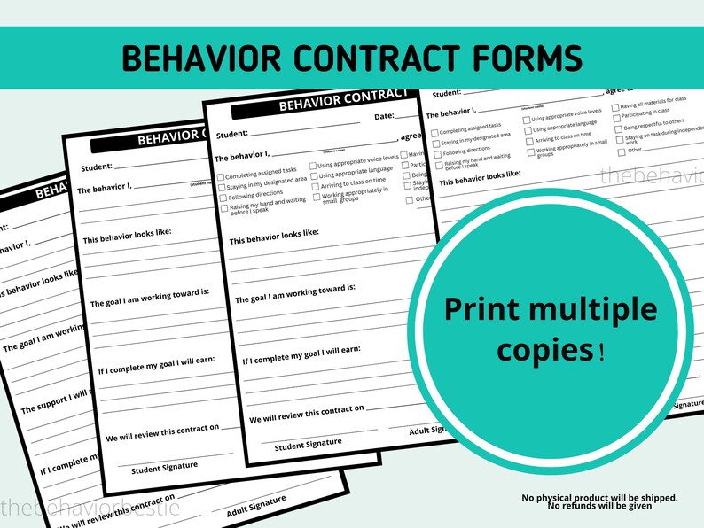 Customizable Student Behavior Contract: Positive Discipline (PDF ...