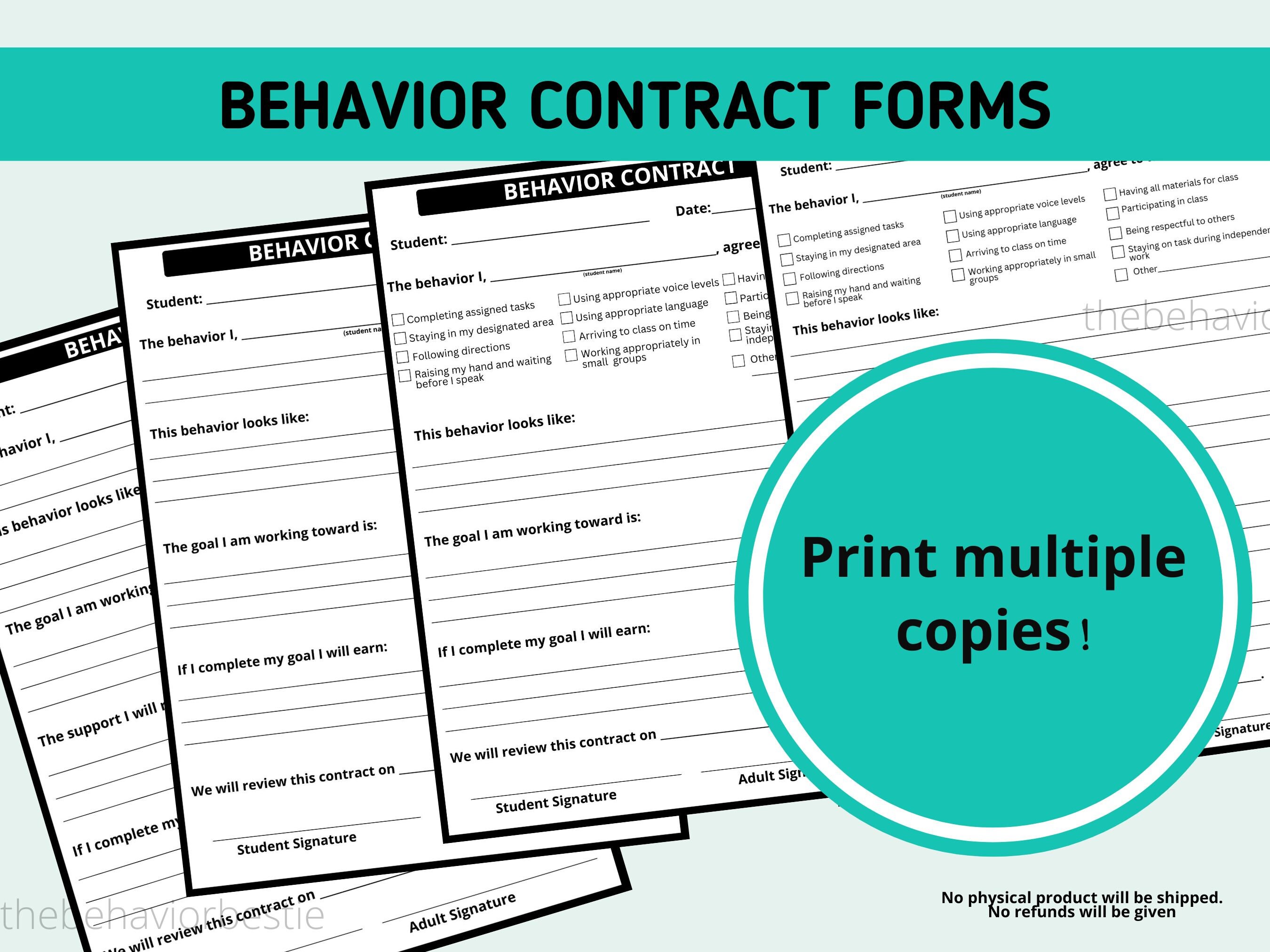 Customizable Student Behavior Contract: Positive Discipline (PDF ...