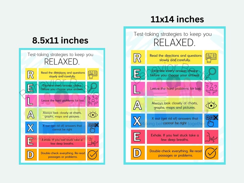 Test Taking Strategies Poster: Classroom Exam Tips (digital Download ...