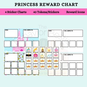 Princess Reward Chart: Positive Behavior Token Board (digital Download ...