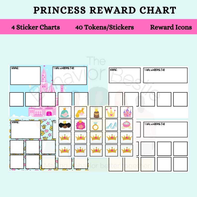 Princess Reward Chart: Positive Behavior Token Board (digital Download ...