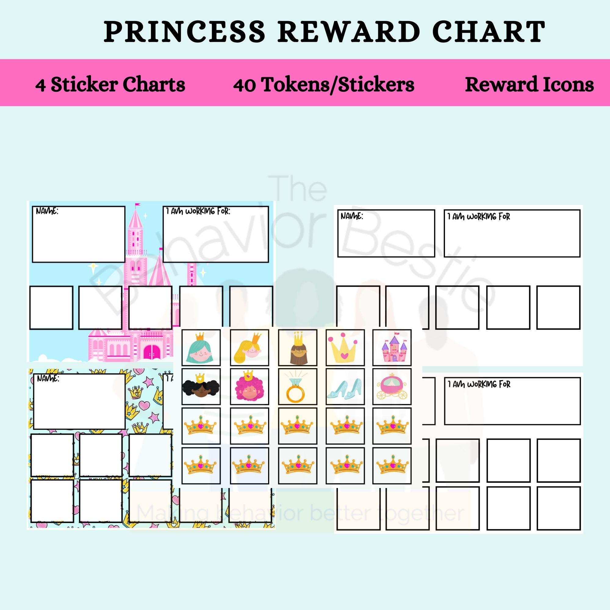 Princess Reward Chart for Positive Behavior, Princess Theme Behavior ...