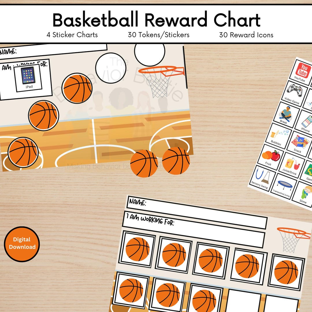 Basketball Token Board: Kids Reward Chart (digital Download) - Etsy