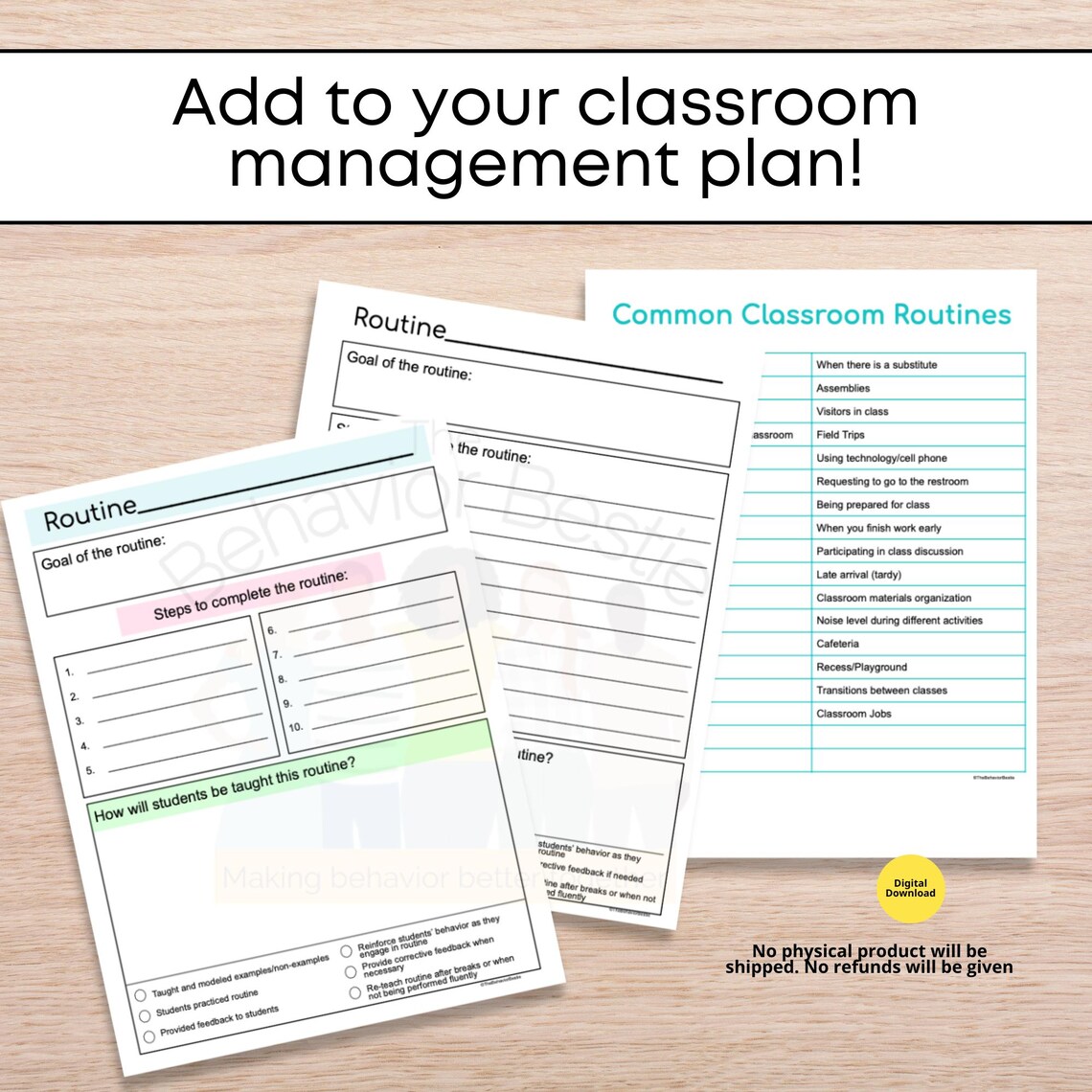 Classroom Routine Planning Form: Editable Templates (digital Download ...