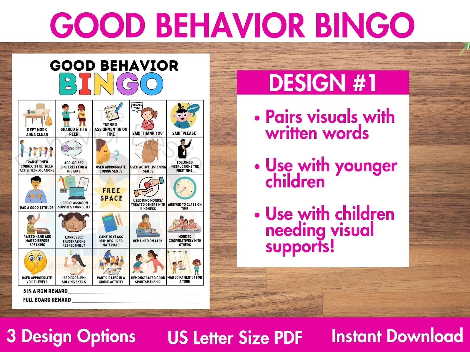 Classroom Behavior Bingo Whole Class Reward System Positive ...