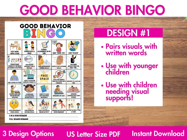 Classroom Behavior Bingo Whole Class Reward System Positive ...