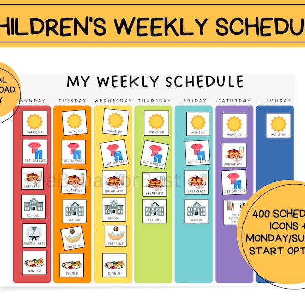 Kids Weekly Planner - Etsy