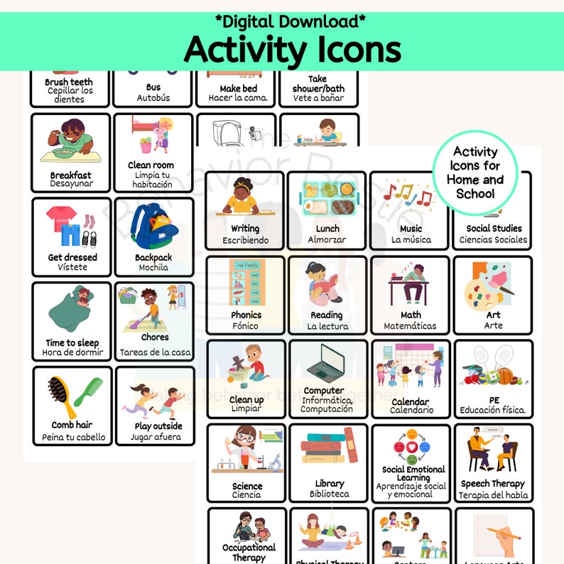 English Spanish First/then Board: Visual Schedule (PDF Download) - Etsy