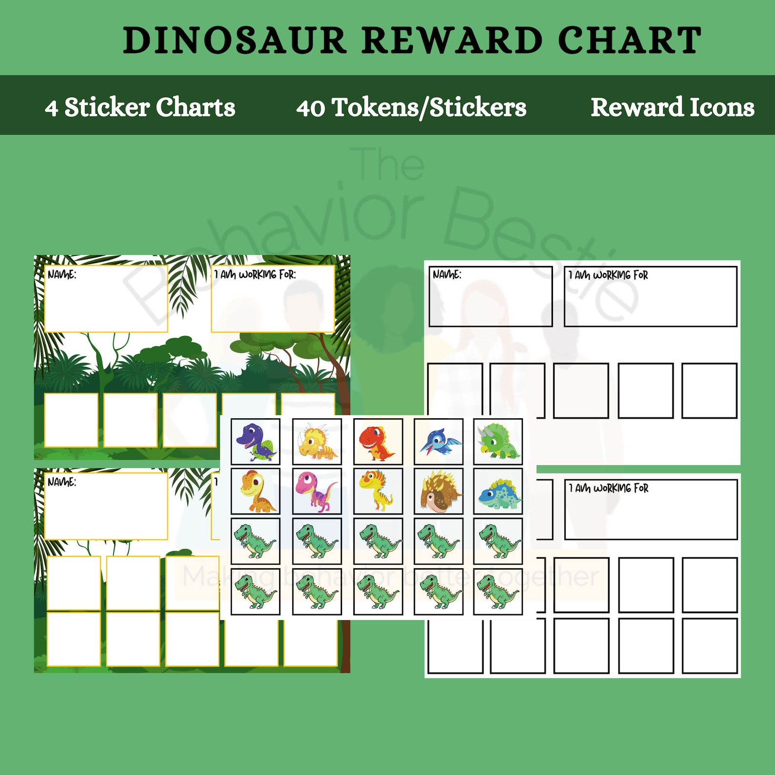 Dinosaur Reward Chart for Kids: Jurassic Behavior Token Board (PDF) - Etsy