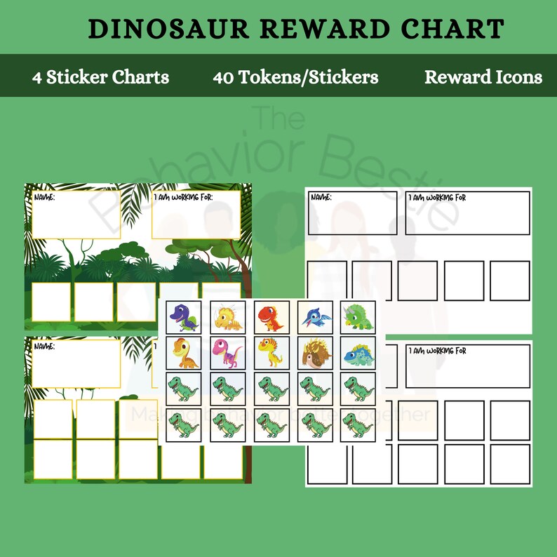 Dinosaur Reward Chart for Kids: Jurassic Behavior Token Board (PDF) - Etsy