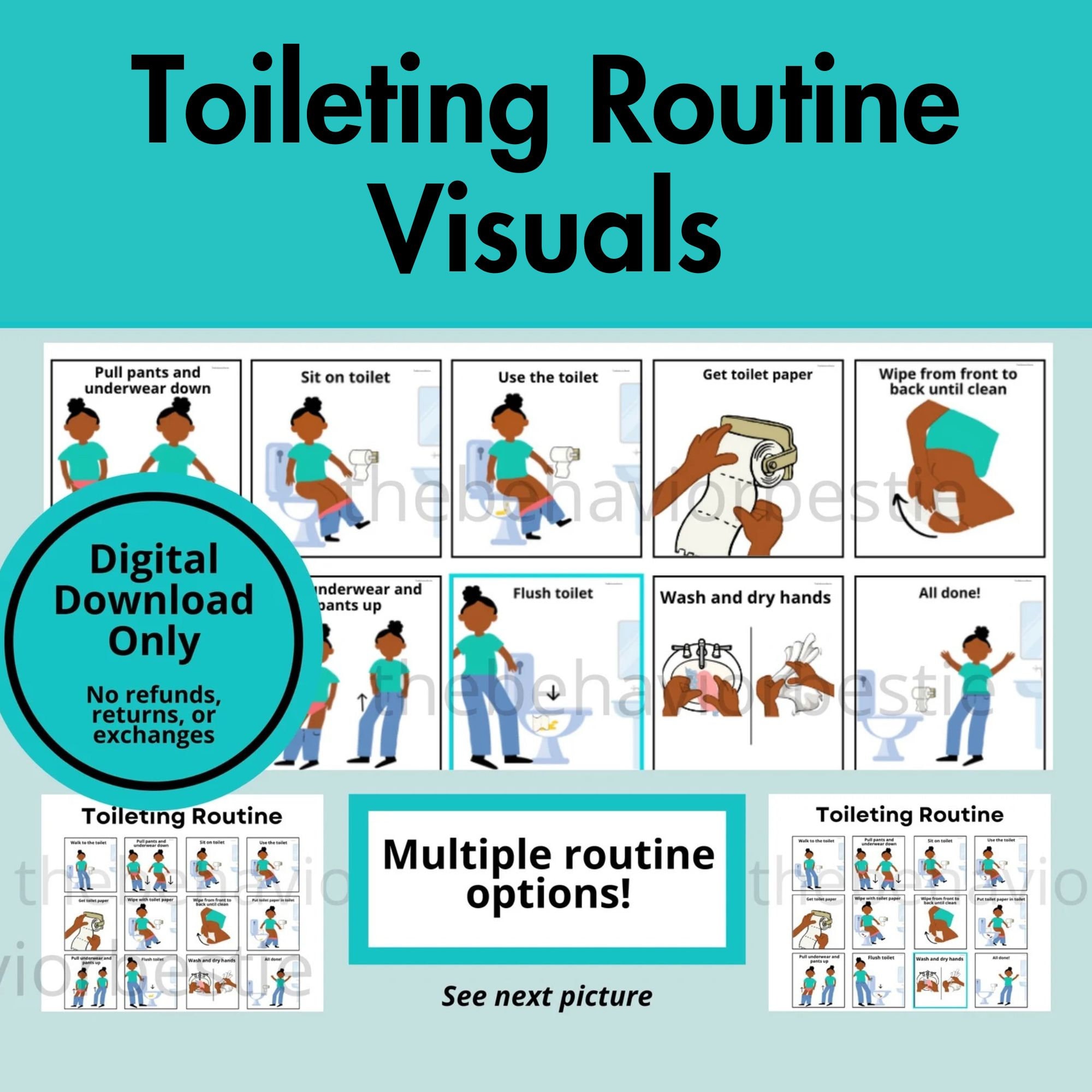 Girl Potty Training Visual: Toileting Routine Chart (digital Download ...