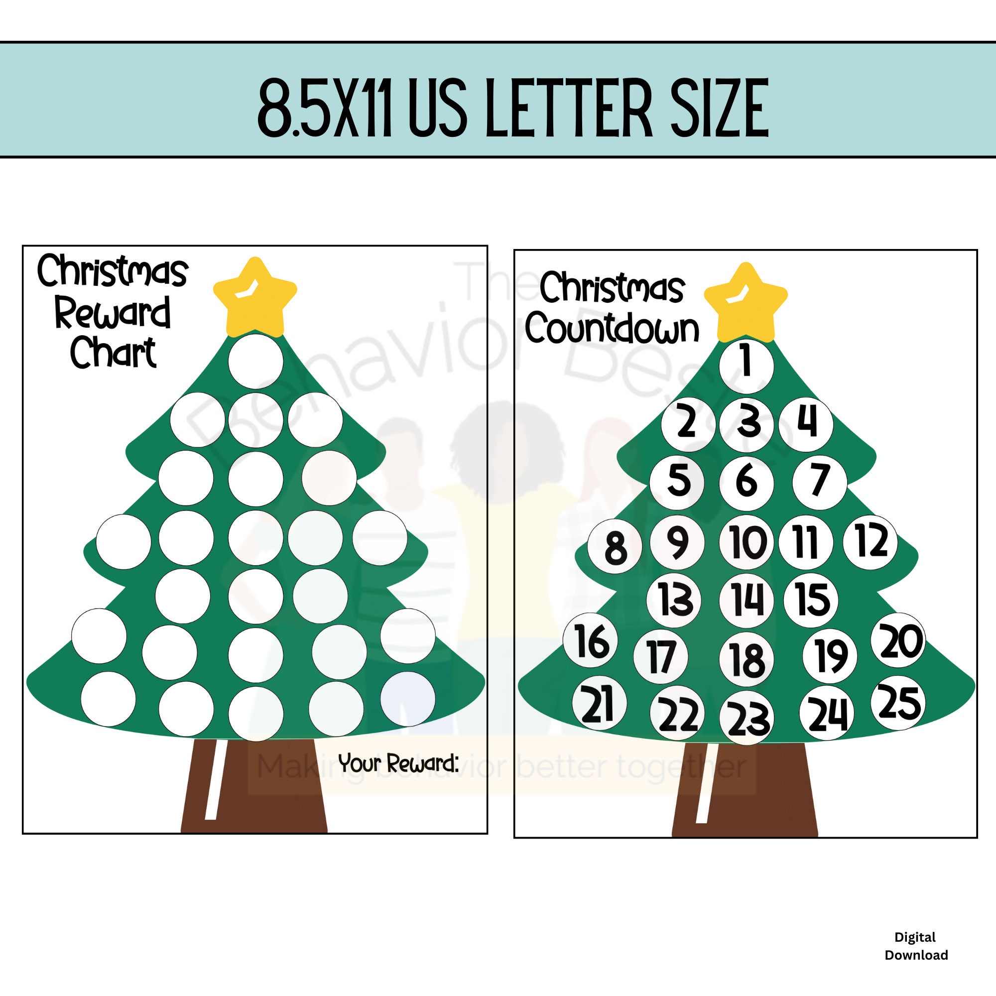 Christmas Reward Chart Printable Behavior Chart for (Instant Download ...