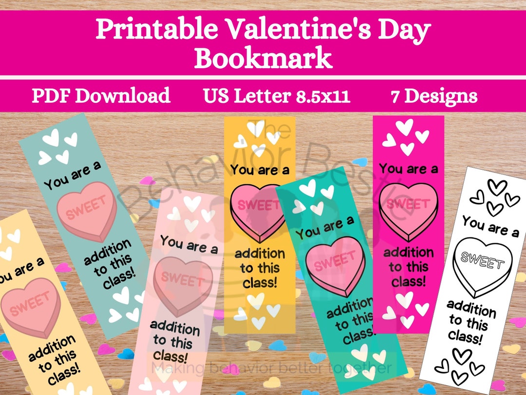 Printable Valentine's Day Bookmark for Students | Digital Valentine's ...