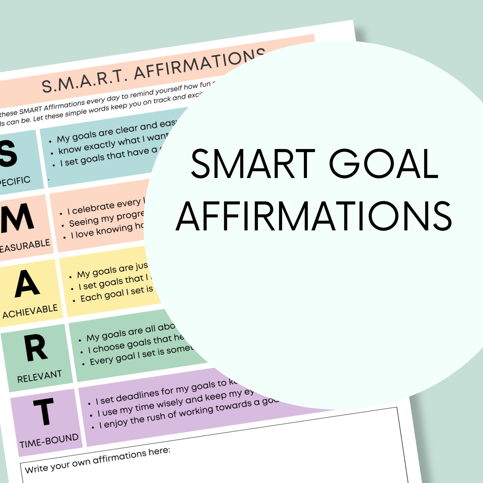 SMART Goal Setting Bundle, Goal Setting Planner, Printable Smart Goal ...