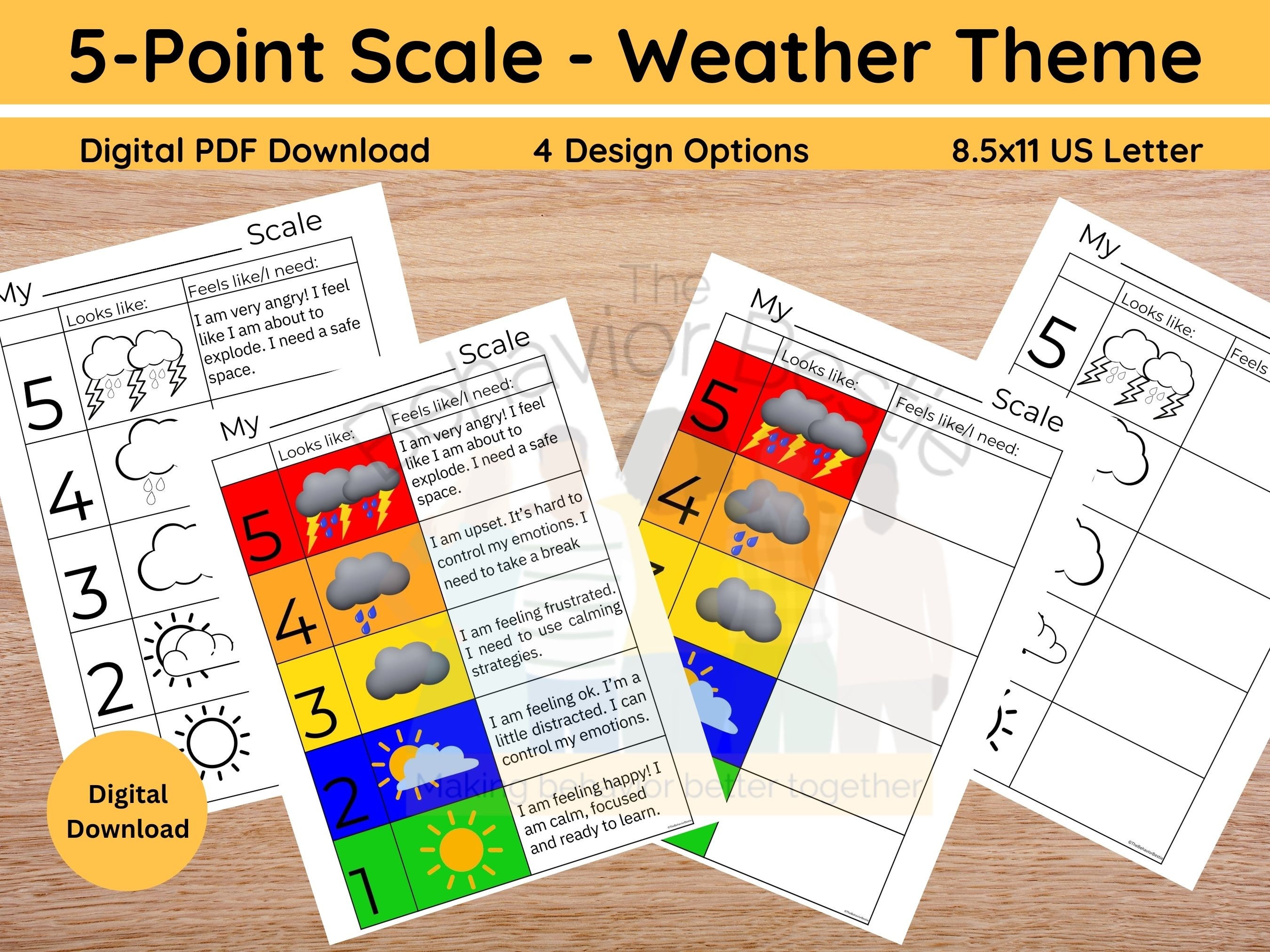 Digital 5-point Scale | Weather 5 Point Scale | Behavior Scale ...