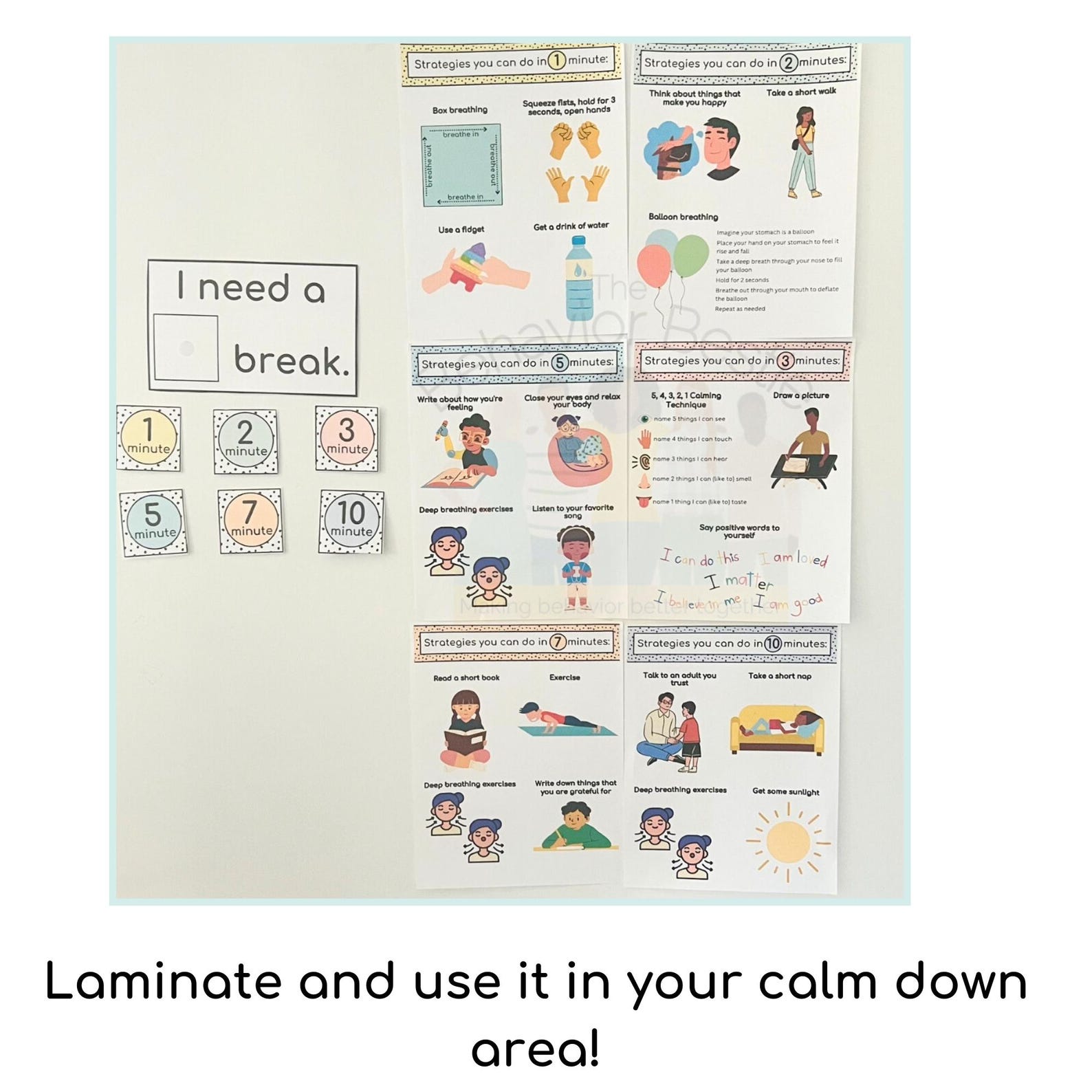 Classroom Break Cards: Calm Down Corner Visuals (digital Download) - Etsy