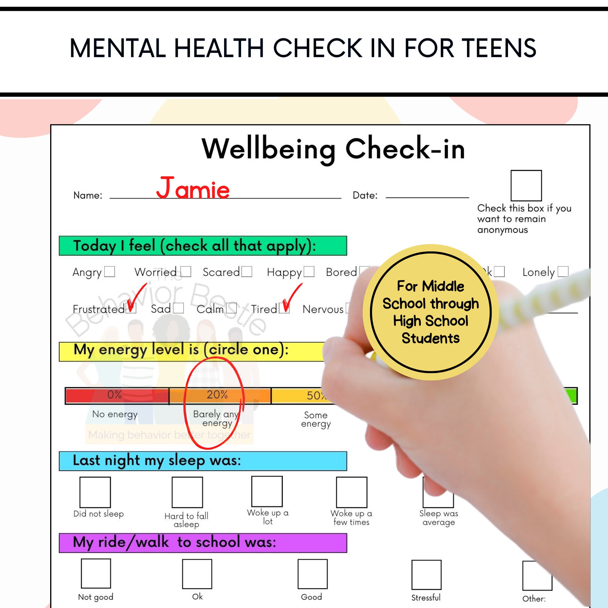 Daily Check-in, Mental Health Check-in for Teens - Etsy