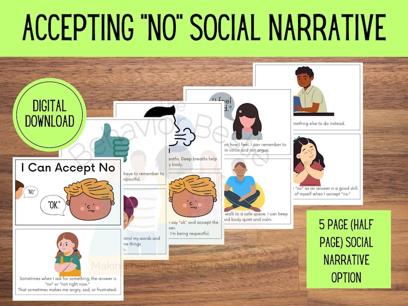 Accepting "no" Social Narrative: Social Skills Story (digital Download ...
