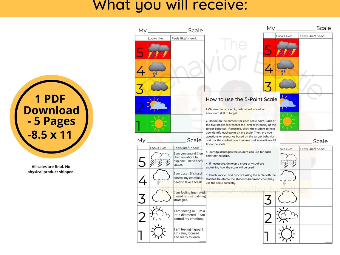 Digital 5-point Scale Weather 5 Point Scale Behavior Scale Feelings ...