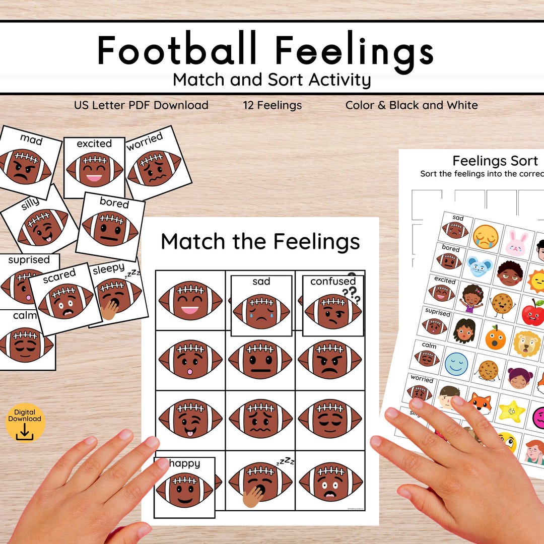 Football Feelings Match & Sort Activity (digital Download) - Etsy
