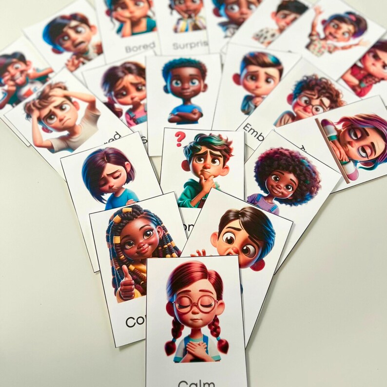 Emotion Flashcards for Kids, Montessori Feelings Cards, Feelings Cards ...