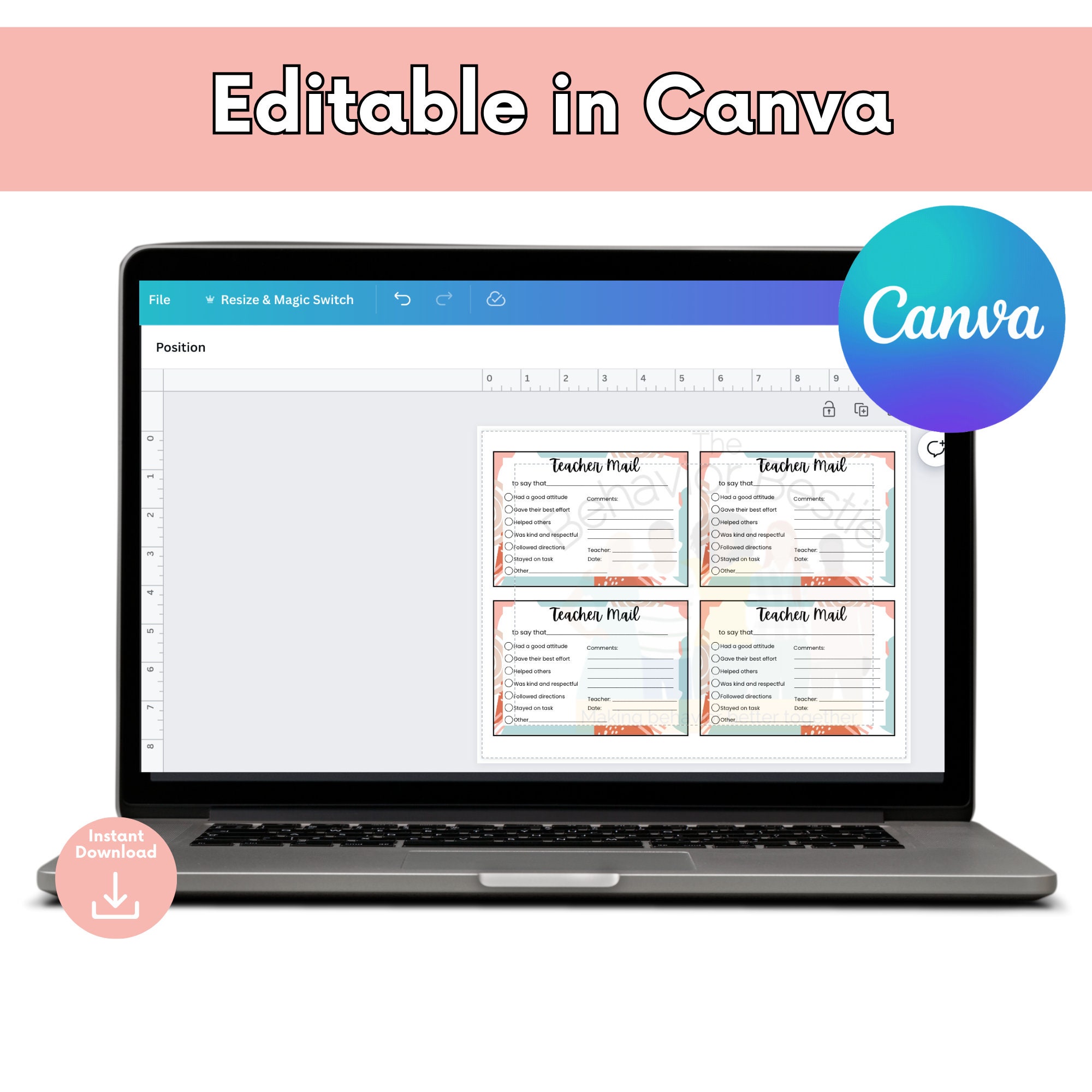 Multiple Printable Teacher Note, PDF Teacher Mail, Positive Note Home ...