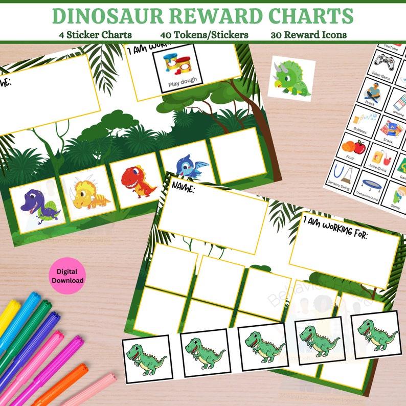 Dinosaur Reward Chart for Kids Jurassic Reward Chart - Etsy