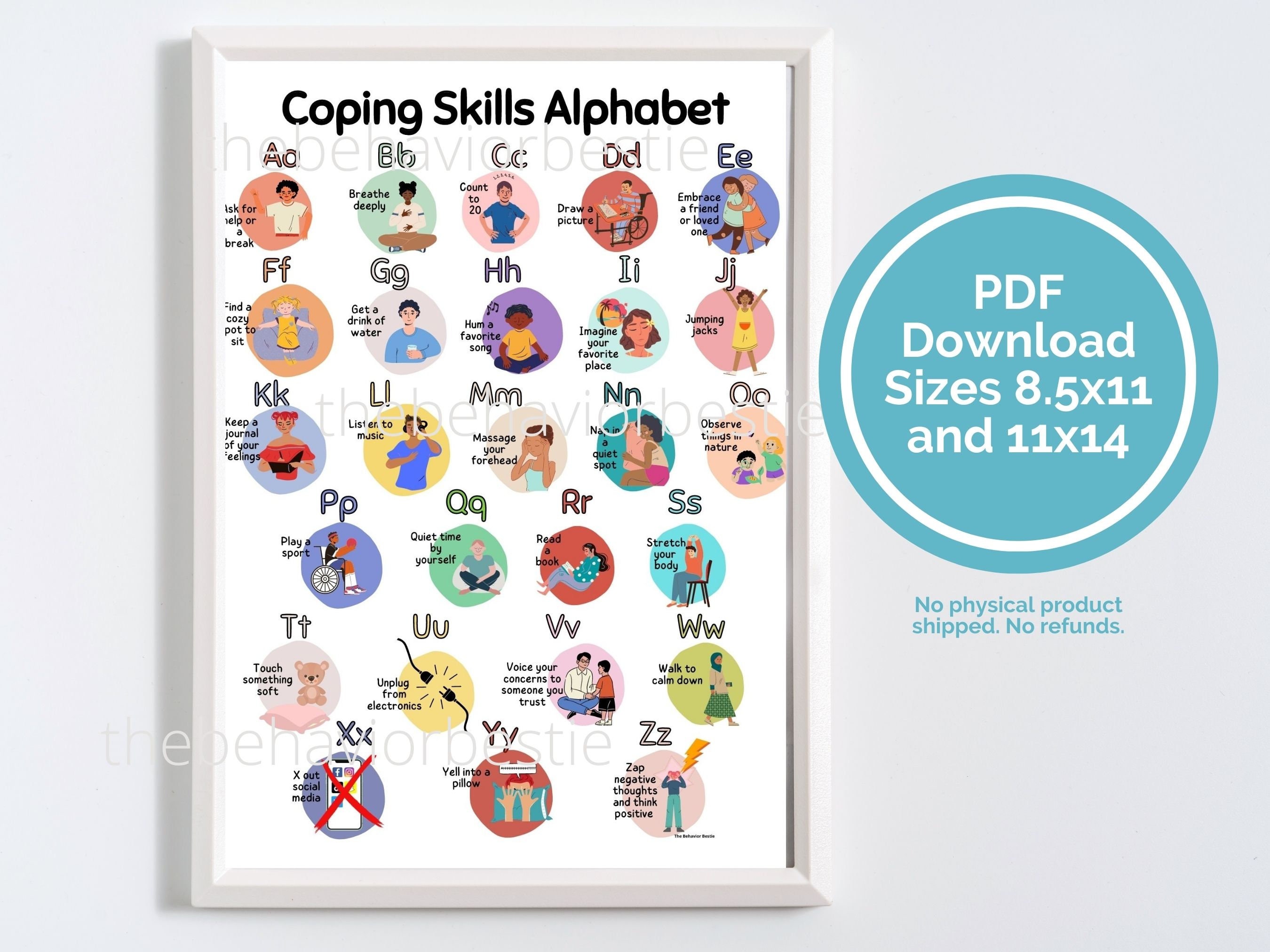 Coping Skills Alphabet Poster: Self Regulation for Children (digital ...