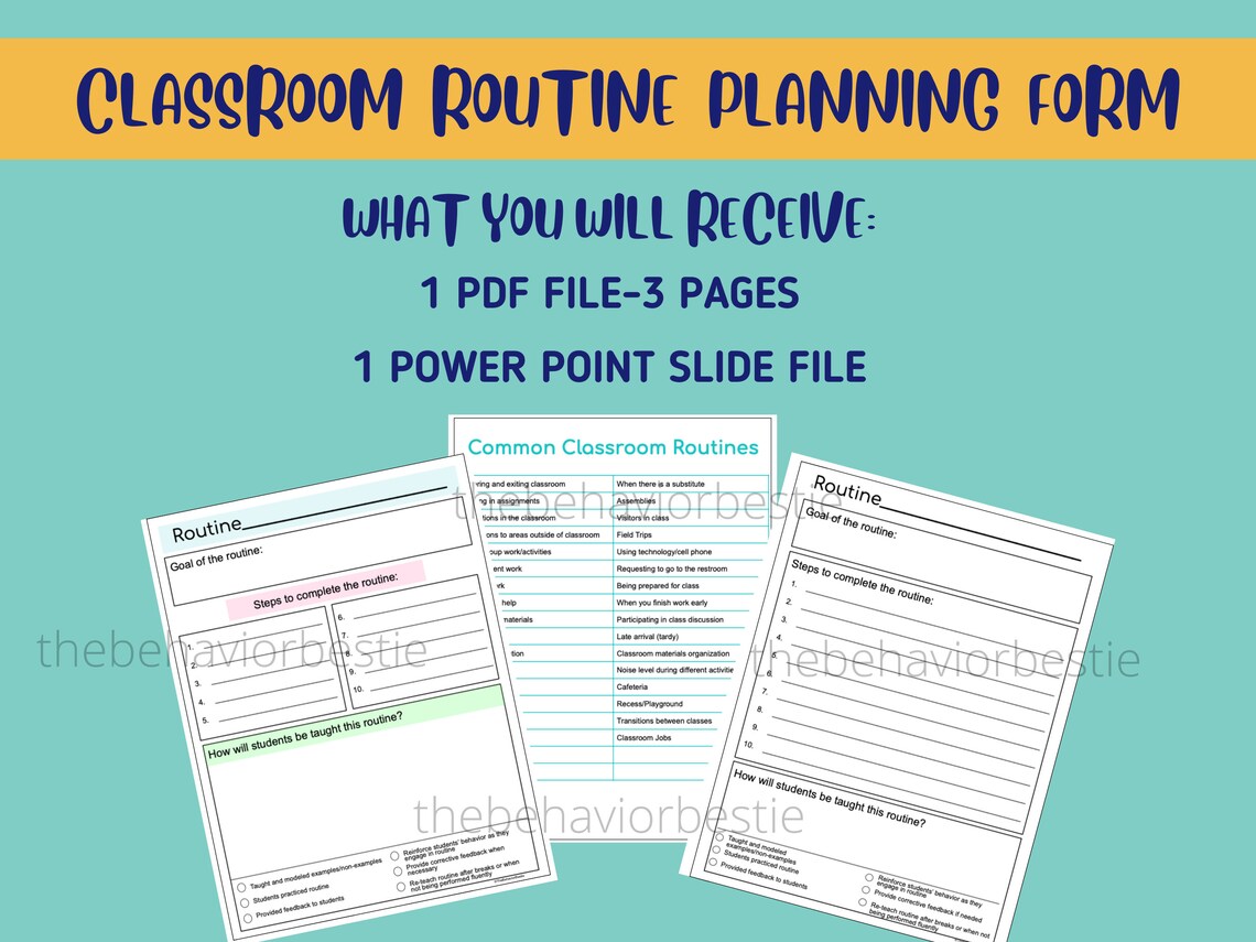 Editable Classroom Routine Planning Form Classroom Routine - Etsy