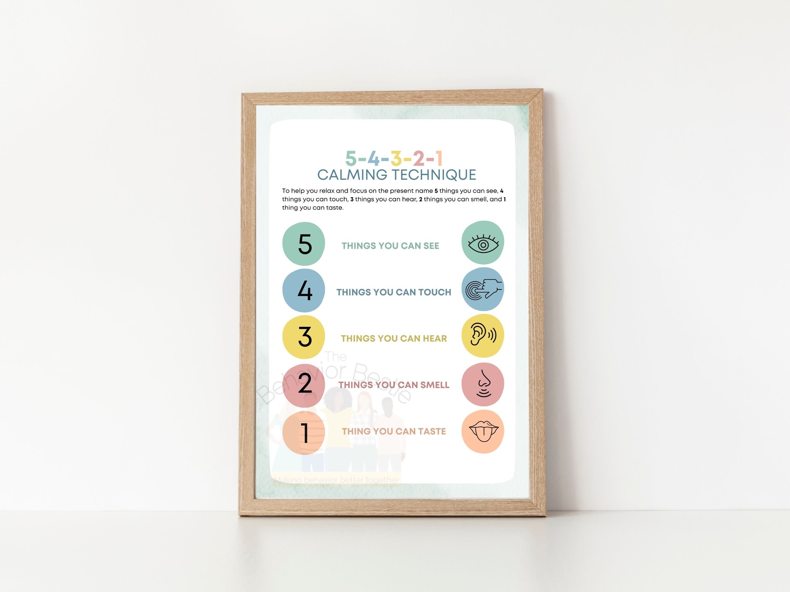 Calming Strategy 5, 4, 3, 2, 1 Grounding Technique Anxiety Relief ...