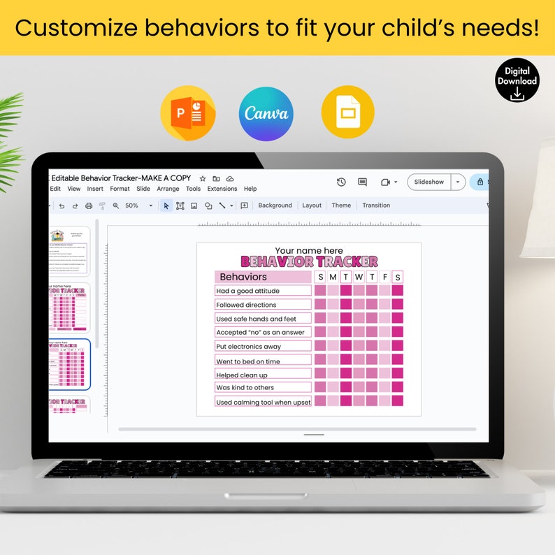 Editable Kids Behavior Chart: Reward Tracker (digital Download) - Etsy