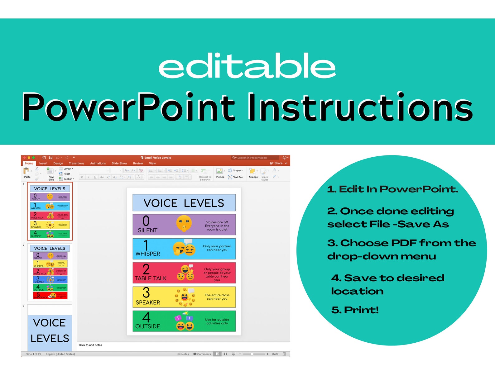 Emoji Voice Level Signs for Classroom Classroom Voice Levels Voice ...