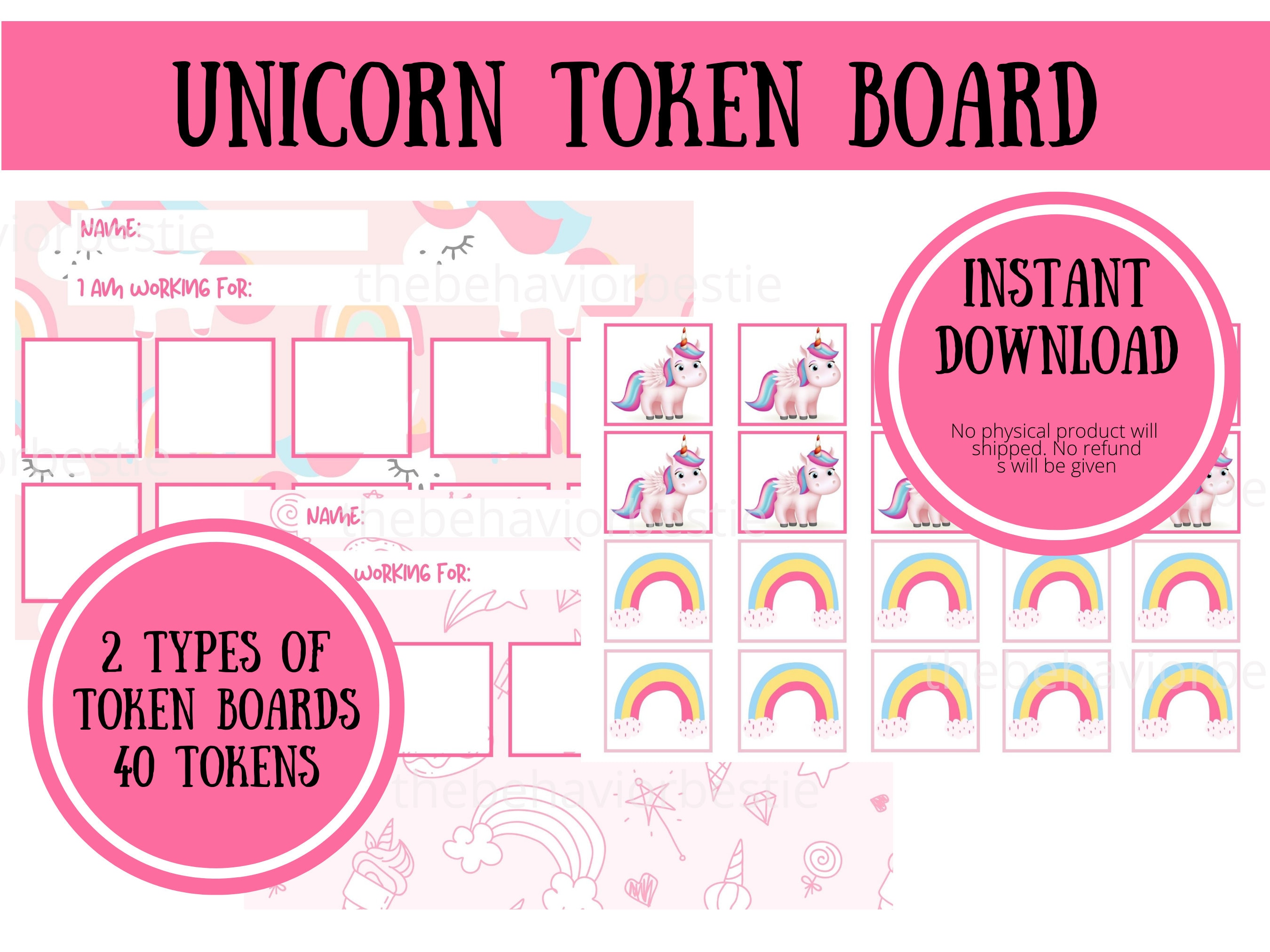 Unicorn Token Board/digital Reward Chart/instant Download - Etsy