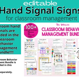 Editable Classroom Hand Signal Signs: Management Tools (powerpoint) - Etsy