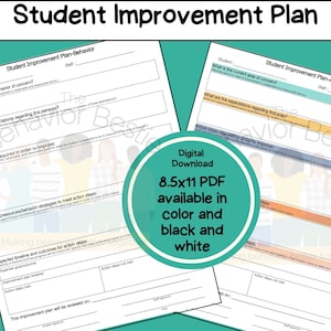 Student Improvement Plan | Student Behavior Plan | Behavior Plan ...