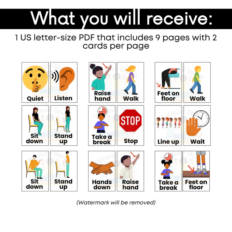 Behavior Flashcards: Visual Cue Cards for Classroom Management (digital ...