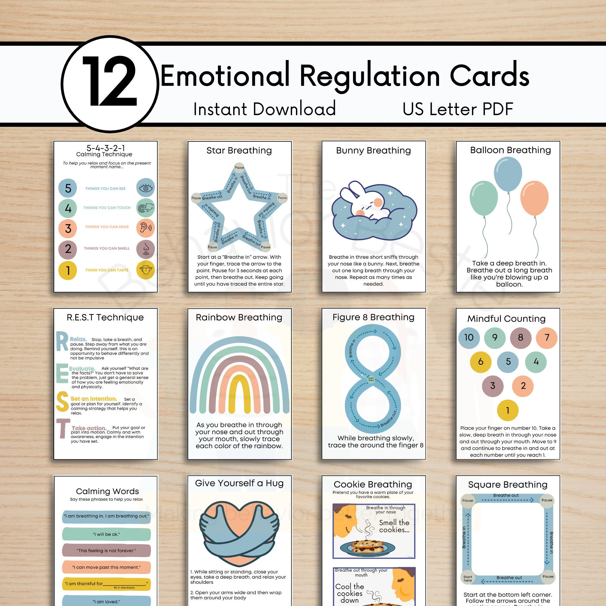 Self Regulation Cards for Kids, Anxiety Coping Cards, Flashcards for ...