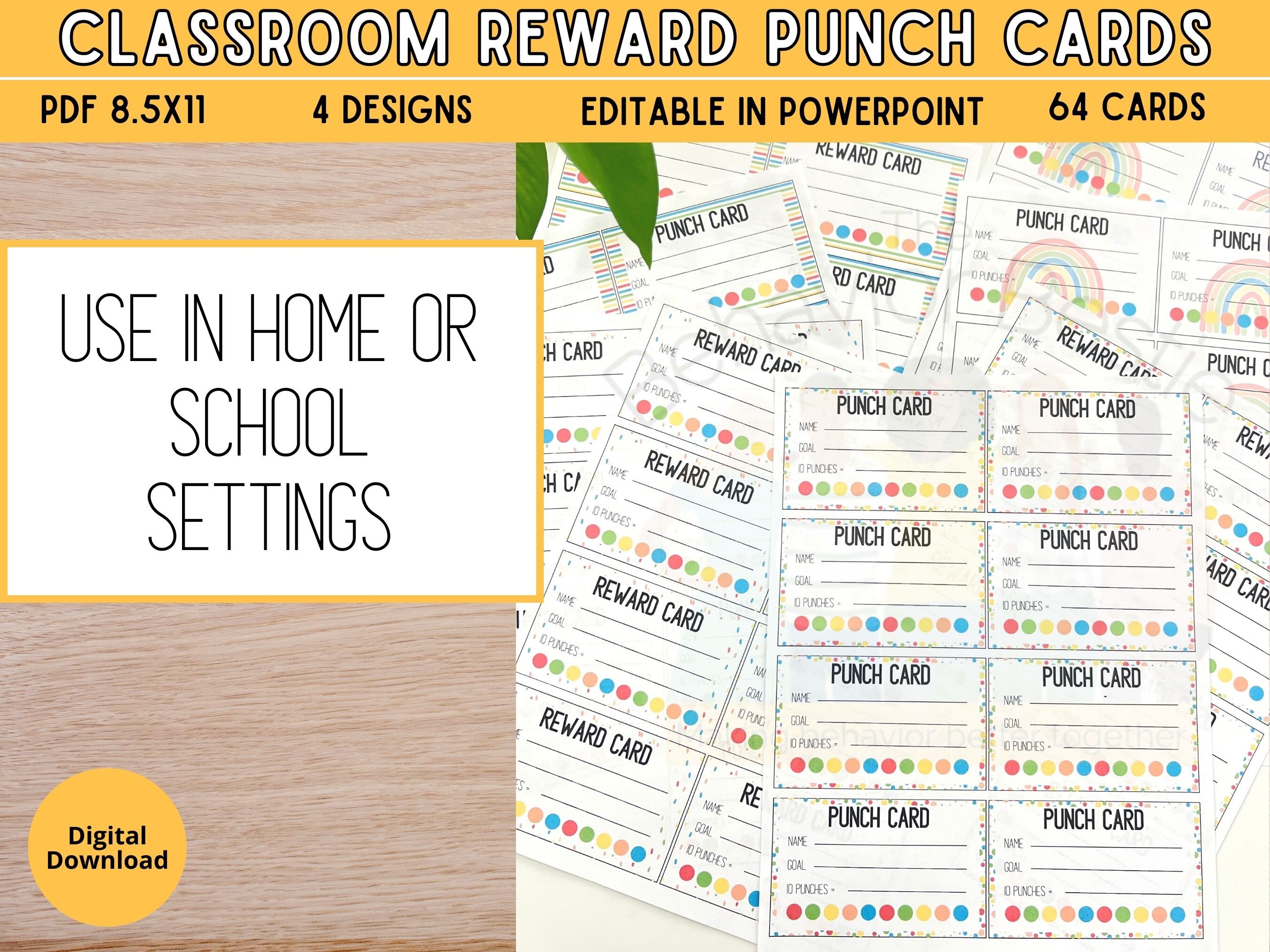 Editable Classroom Reward Punch Card: Positive Behavior (digital ...