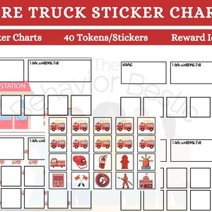 Fire Truck Sticker Chart | Fire Truck Token Board Behavior Management ...